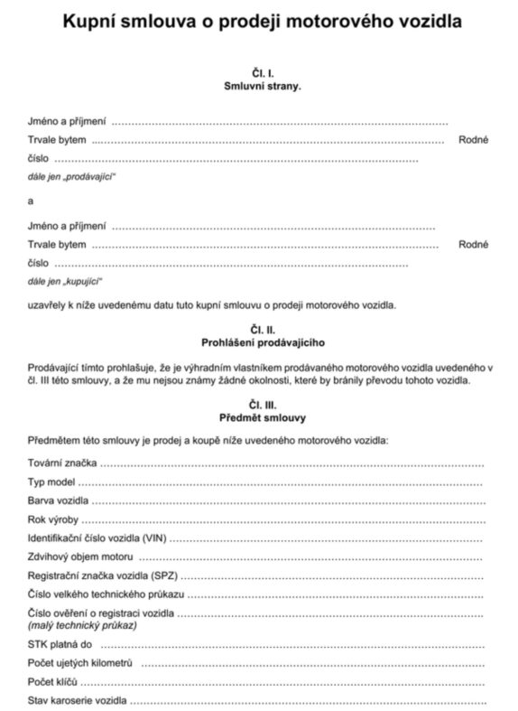 Kupní smlouva motocykl (na motorku) • Ke stažení {PDF}